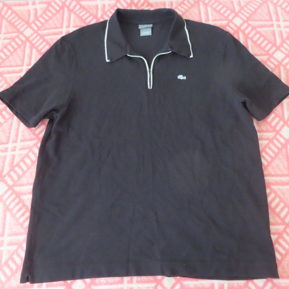 Lacoste | Shirts | Lacoste 4 Zip Polo Shirt Black Size 7 Short Sleeve ...